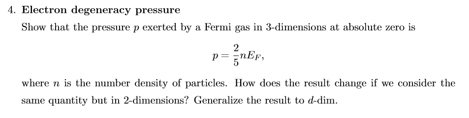 Solved 4. Electron degeneracy pressure Show that the | Chegg.com