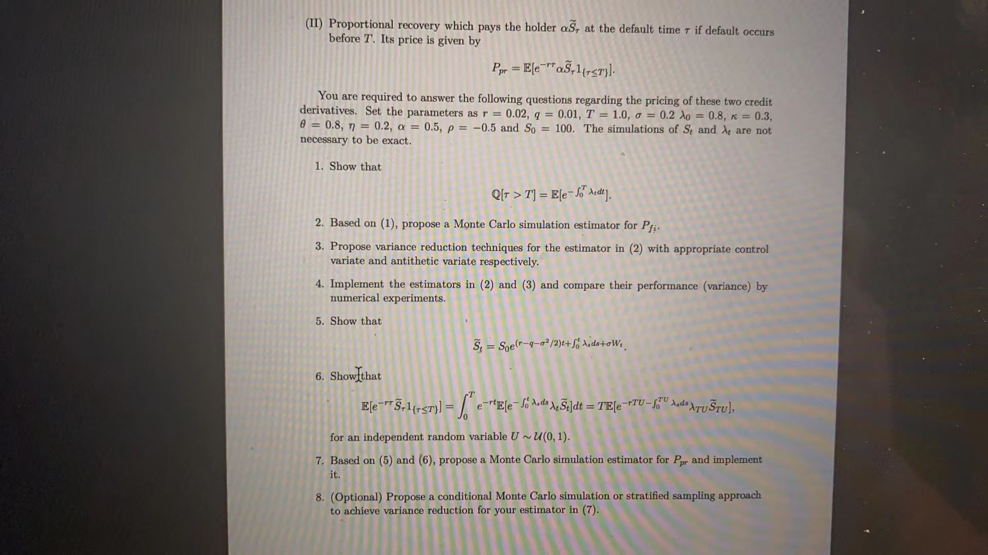 Solved Pricing credit derivatives under a jump-to-default | Chegg.com