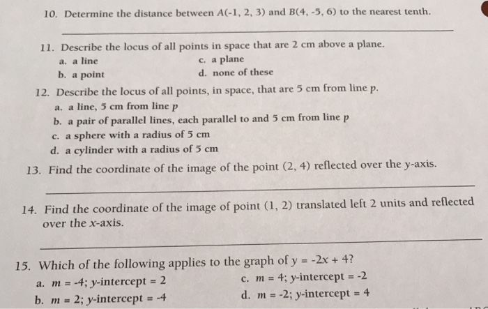 Solved 10. Determine the distance between A(-1, 2, 3) and | Chegg.com