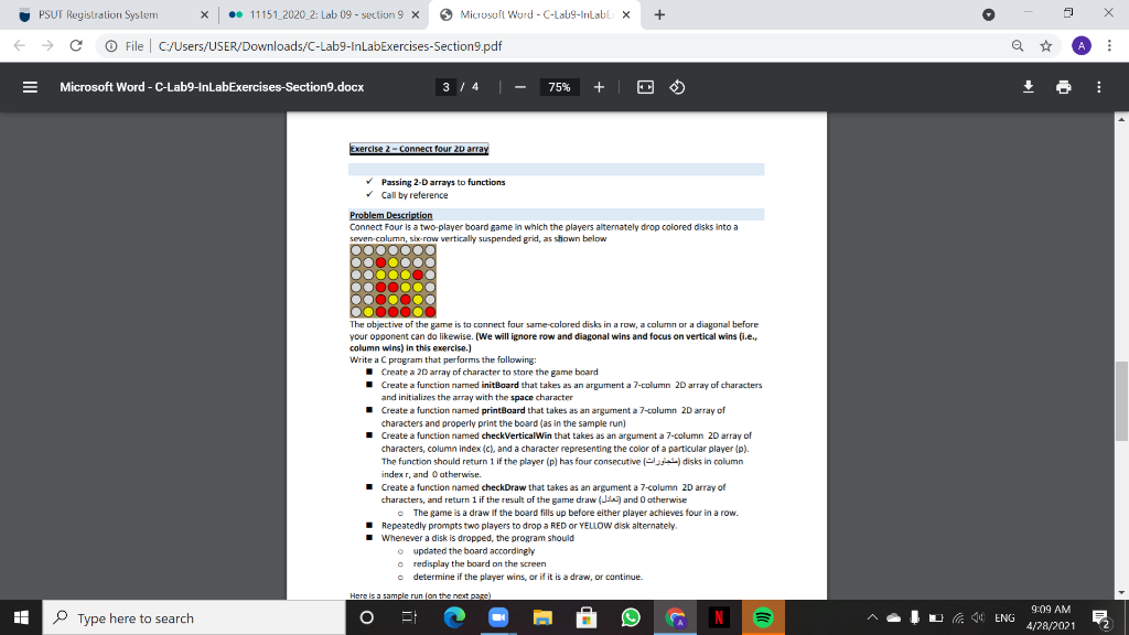 Solved in c code and please check it on a compiler because i | Chegg.com