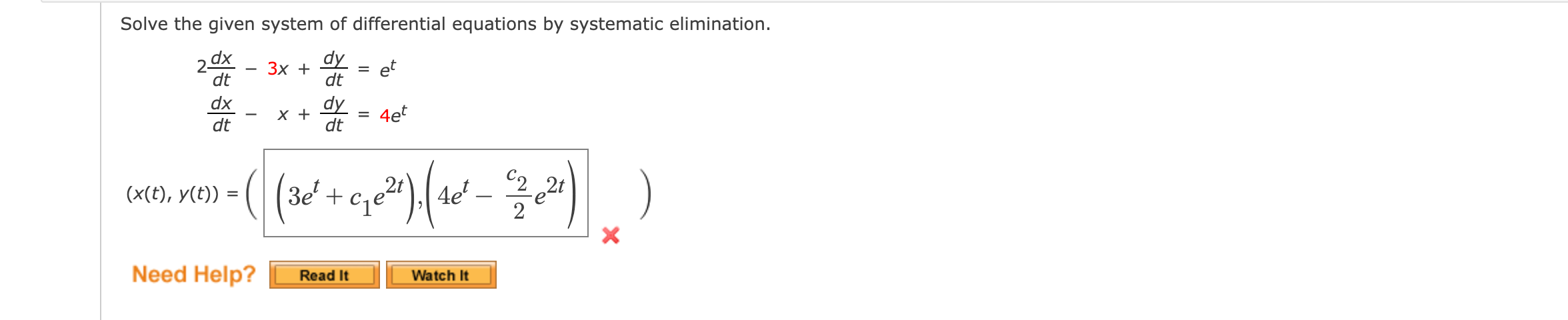 Solved Solve The Given System Of Differential Equations By