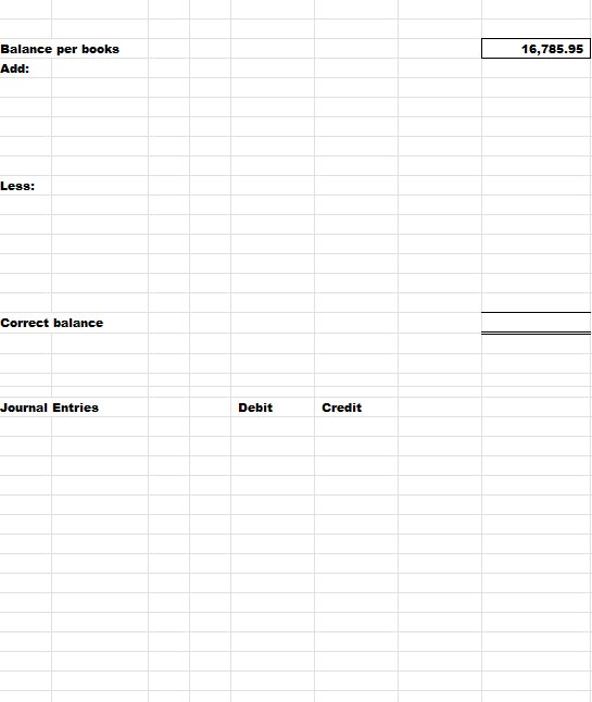 Solved Balance per books Add: Less: Correct balance Journal | Chegg.com