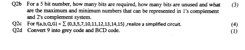 Solved (3) Q2b For a 5 bit number, how many bits are | Chegg.com | Chegg.com