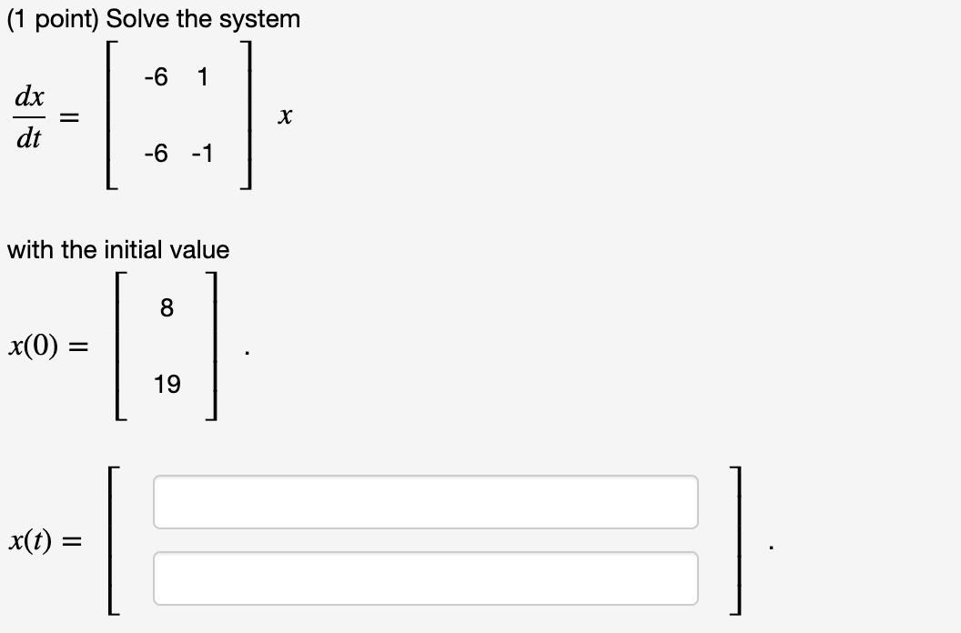 Solved 1 Point Solve The System 6 1 6 1 With The