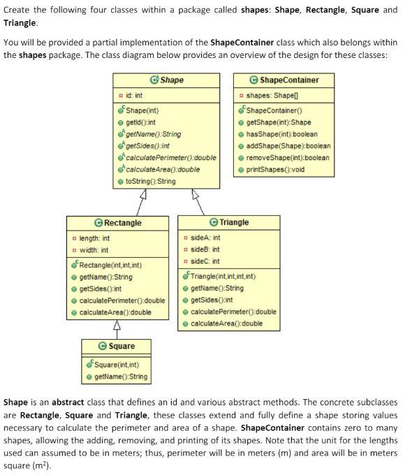 Solved Create the following four classes within a package | Chegg.com