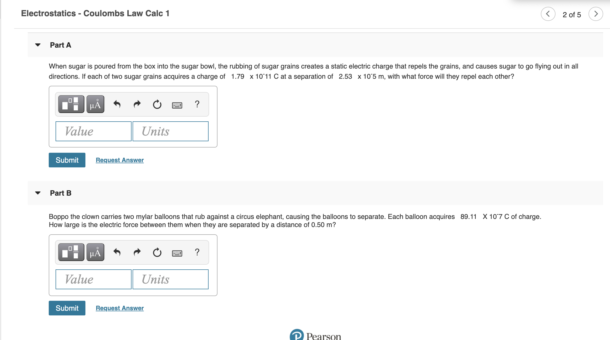 Solved Electrostatics - Coulombs Law Calc 1