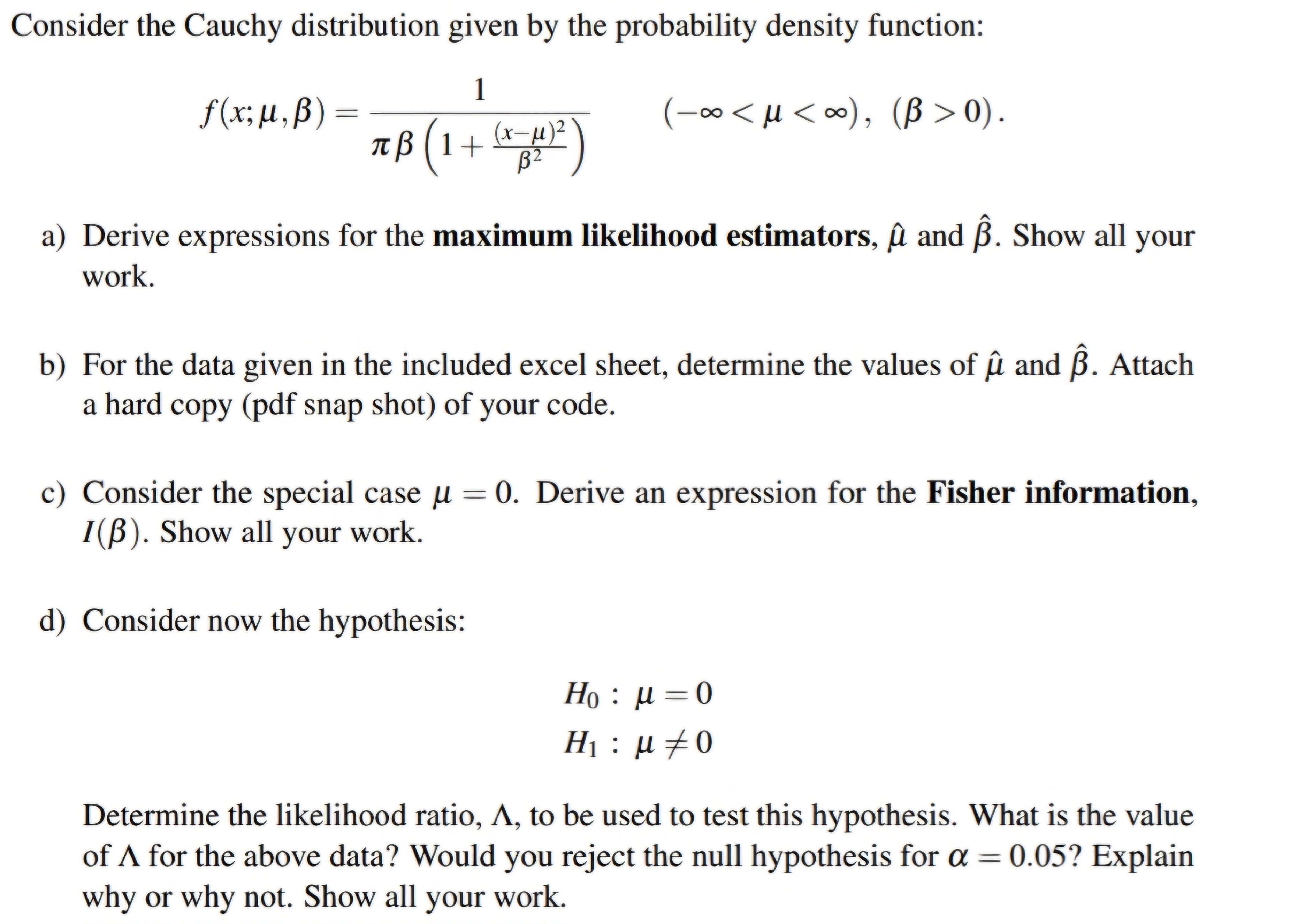 Solved Consider the Cauchy distribution given by ﻿the | Chegg.com
