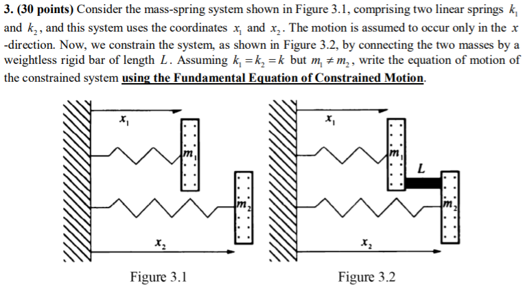 Solved 3. (30 points) Consider the mass-spring system shown | Chegg.com