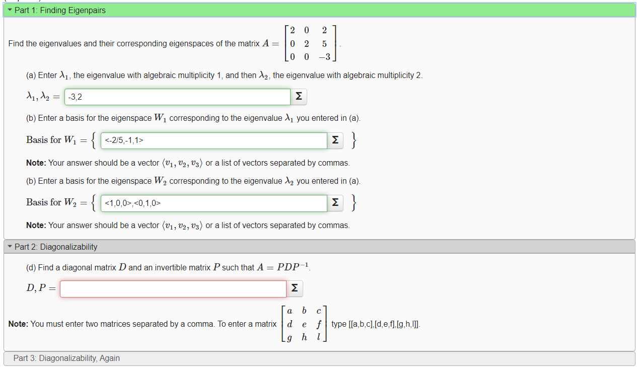 Solved Part 1: Finding Eigenpairs [ 20 21 Find the | Chegg.com