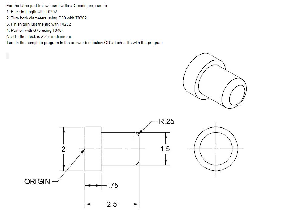 Solved For the lathe part below, hand write a G code program | Chegg.com