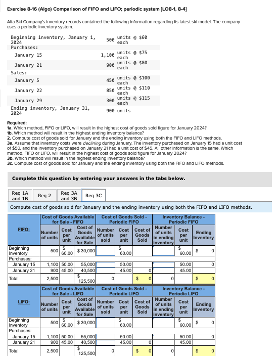 Solved Exercise 8-16 (Algo) Comparison of FIFO and LIFO; | Chegg.com