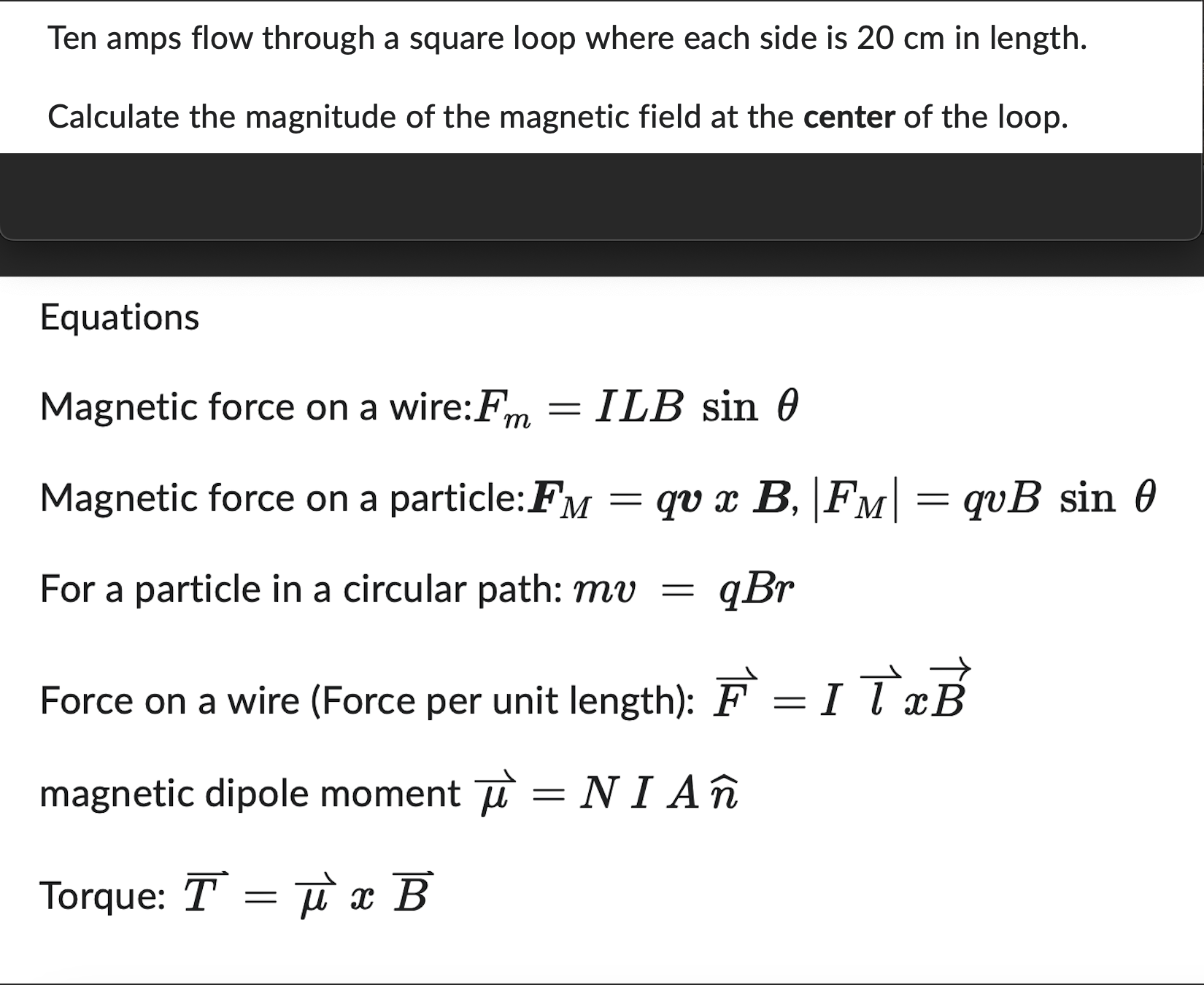 Solved Solve the following:Ten amps flow through a square | Chegg.com