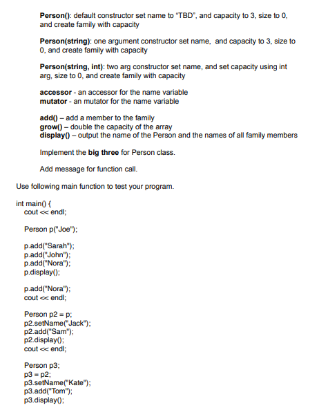 Solved 2. Implement a Person class as specified: data | Chegg.com