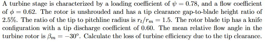 A turbine stage is characterized by a loading | Chegg.com