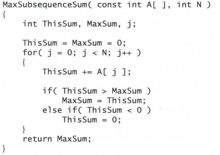 Solved finish this max subsequence sum algorithm code. There | Chegg.com