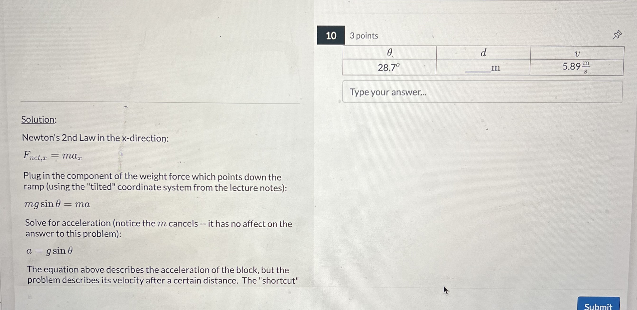 Solved Solution: Newton's 2nd Law in the x-direction: | Chegg.com