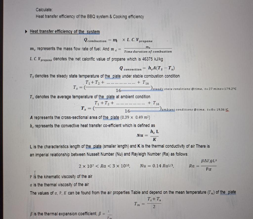 Solved Calculate: Heat transfer efficiency of the BBQ system | Chegg.com