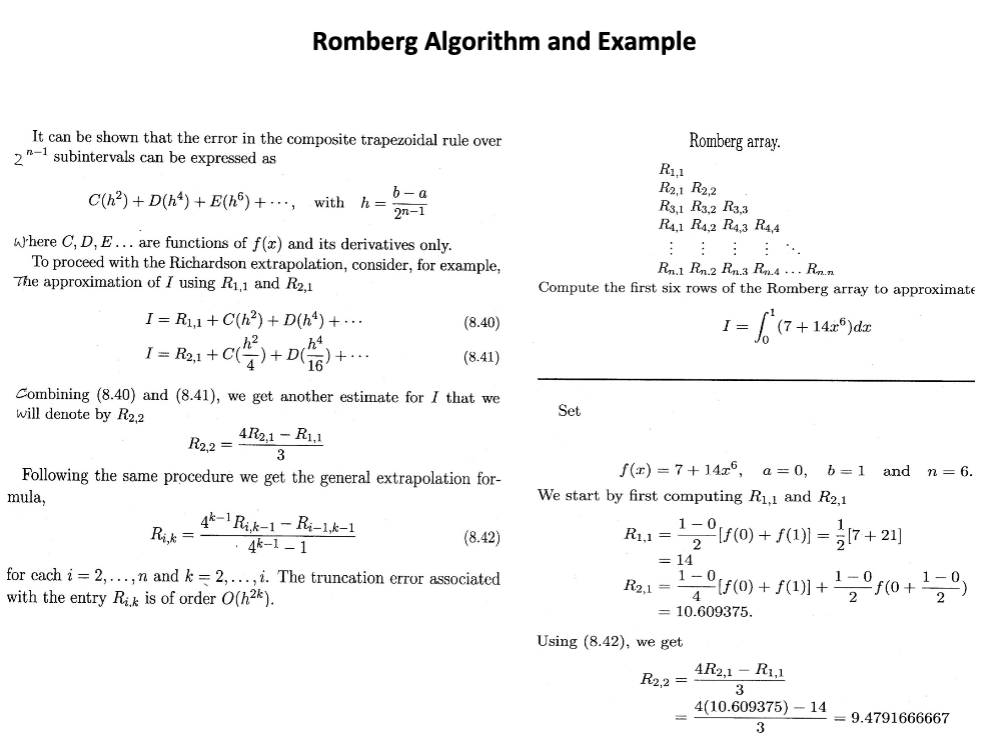 Solved 1 On The Romberg Algorithm And Example Lecture