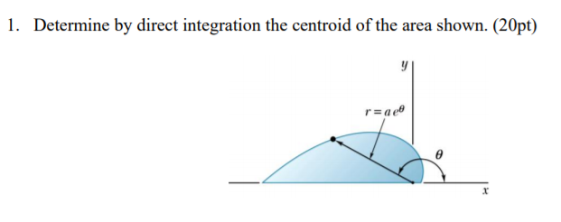 Solved 1. Determine by direct integration the centroid of | Chegg.com