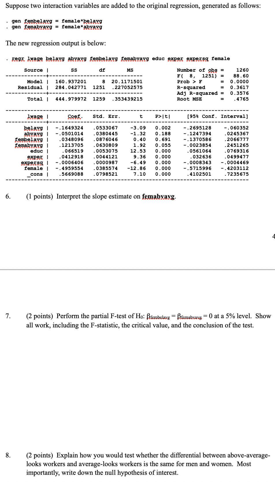 Solved Part II: Regression Analysis #1 (14 points) This part | Chegg.com