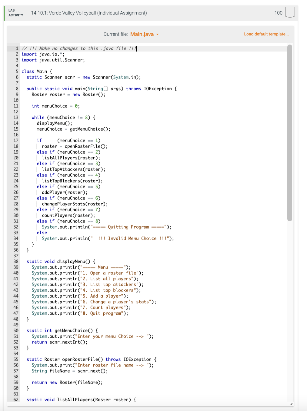 Solved In Java Please! I have three java files Main.java I | Chegg.com