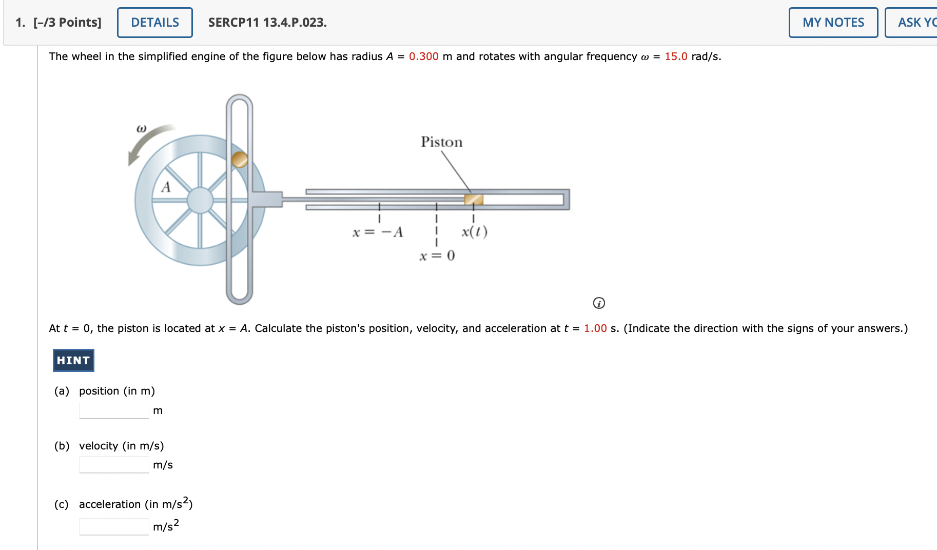 Solved The wheel in the simplified engine of the figure | Chegg.com