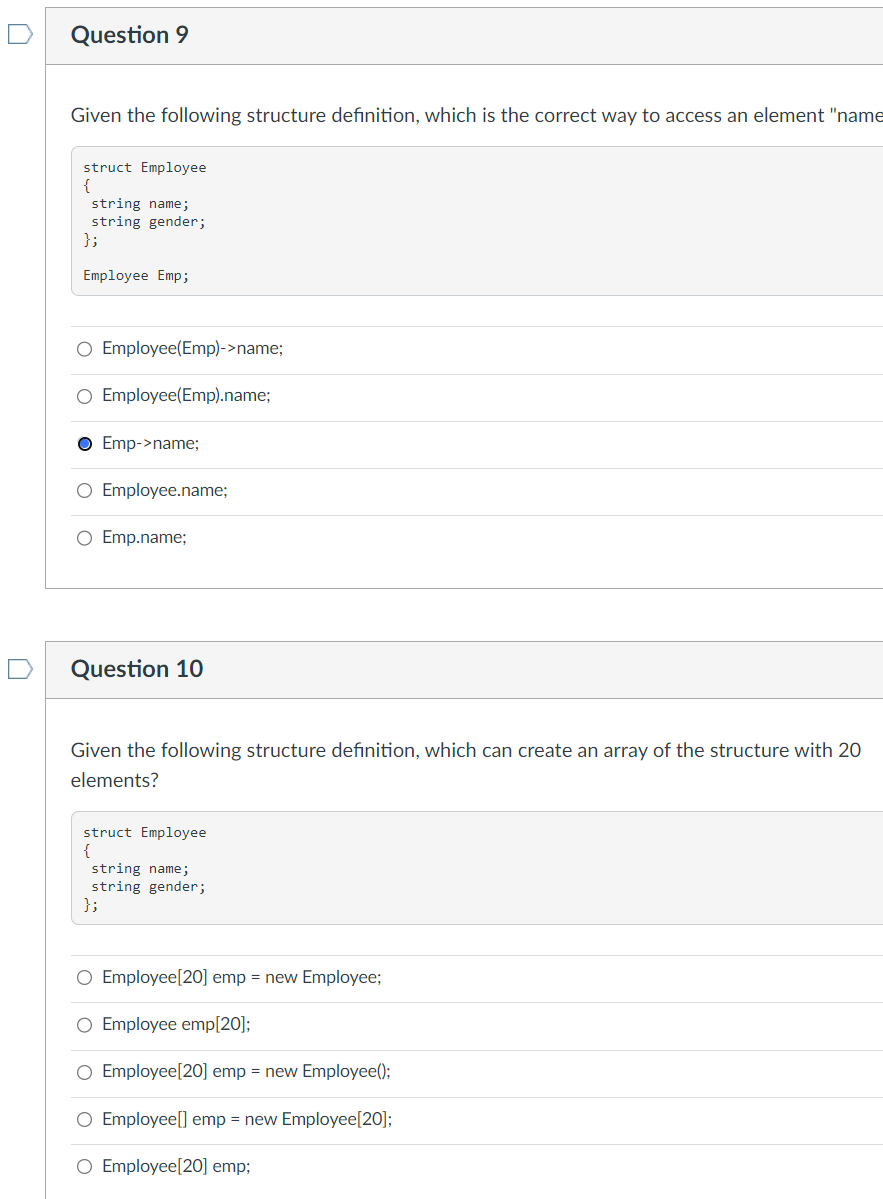 Solved Given the following structure definition, which is | Chegg.com