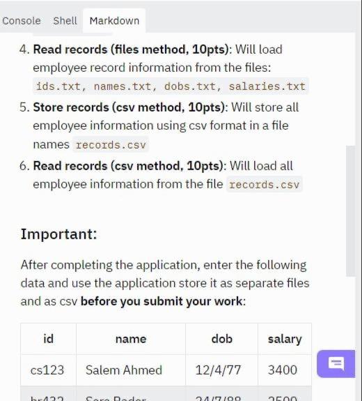 Solved Assignment 6 (50 pts) Write a menu based application | Chegg.com