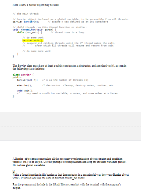 Solved 3. Barrier - 35% a) implement a berrier for ptrreads | Chegg.com
