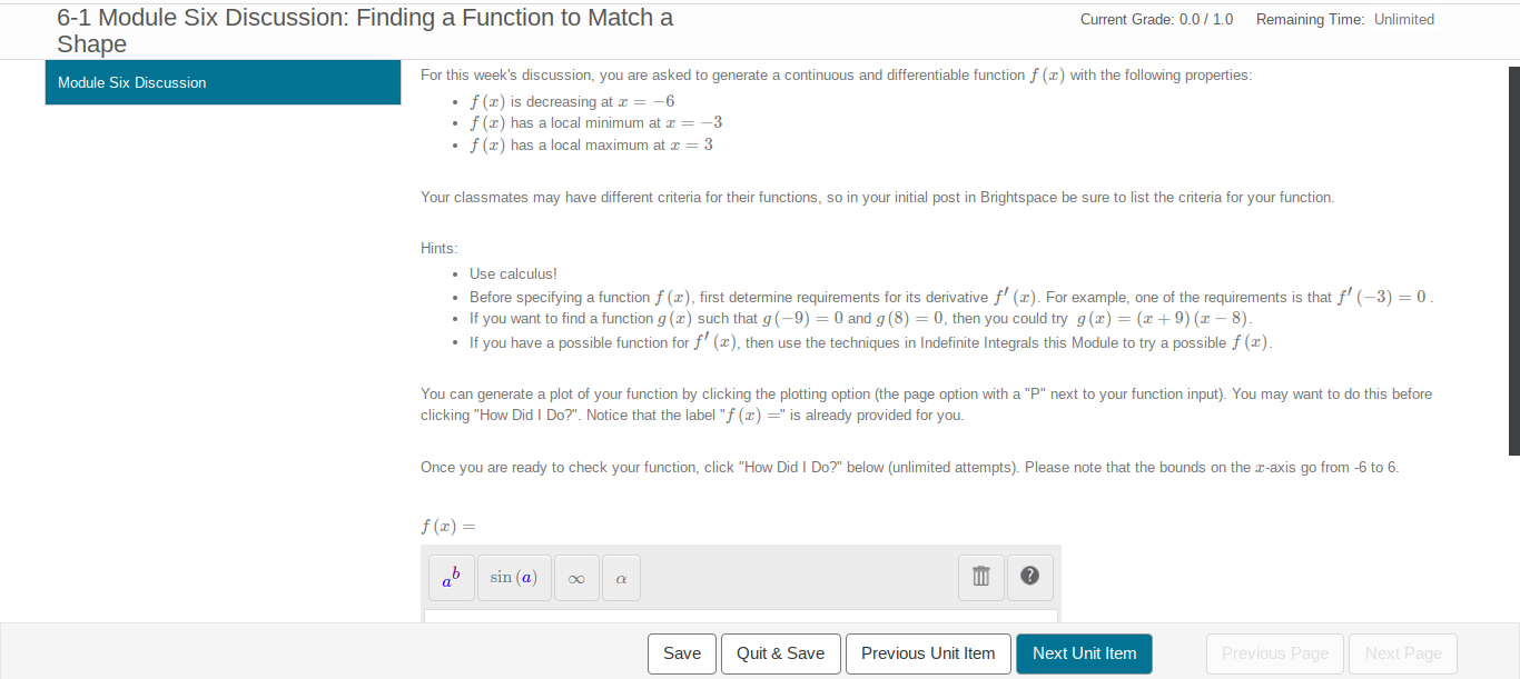 Solved 6-1 Module Six Discussion: Finding a Function to | Chegg.com