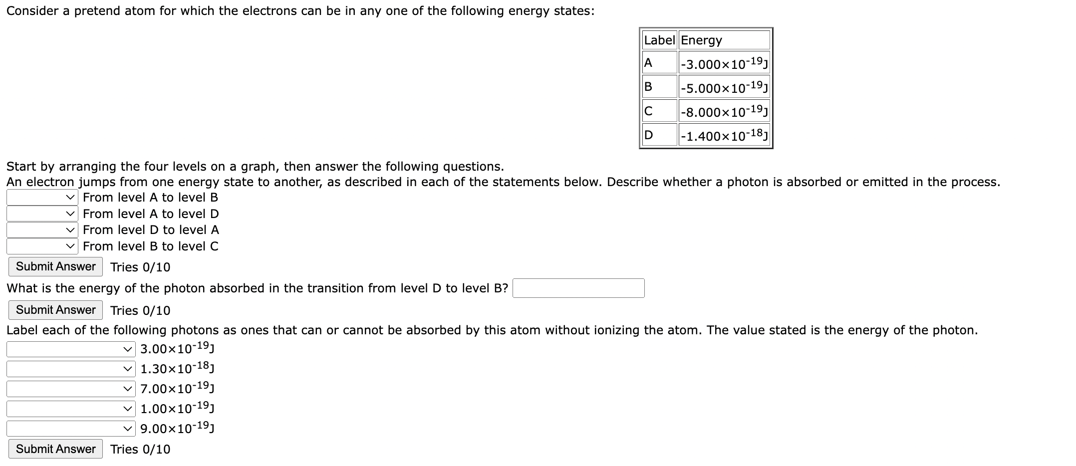 Solved Part 1 drop down menu options: emitted and absorbed | Chegg.com