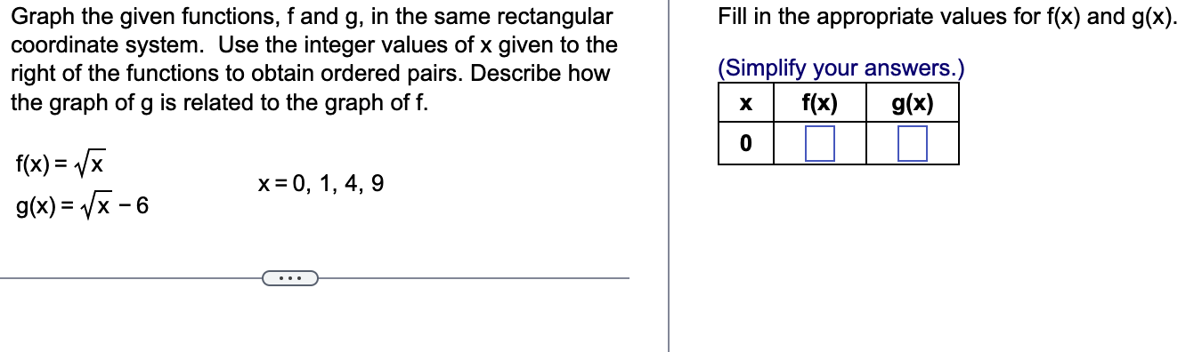 Solved Graph the given functions, f and g, in the same | Chegg.com
