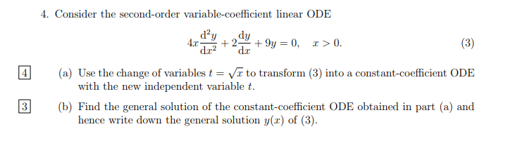 Solved . Consider the second-order variable-coefficient | Chegg.com