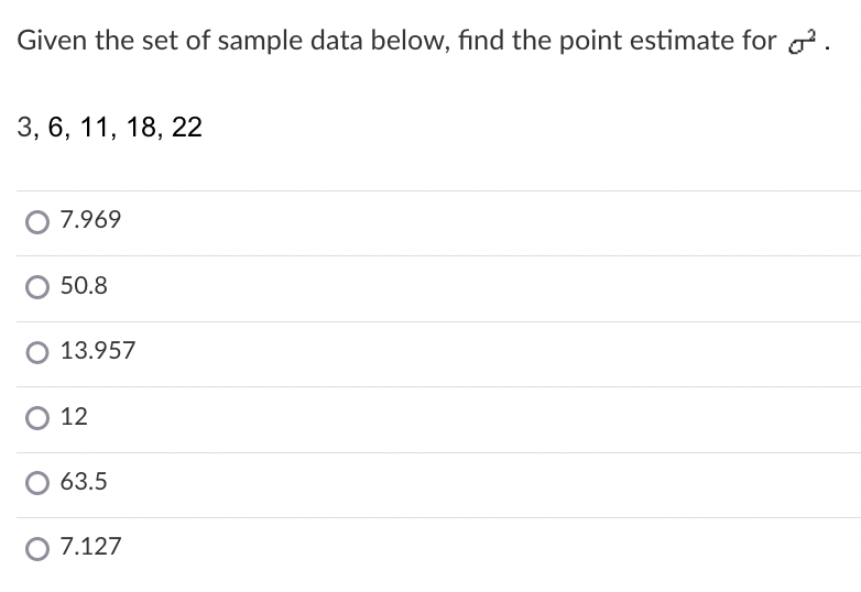 Solved Given the set of sample data below, find the point | Chegg.com