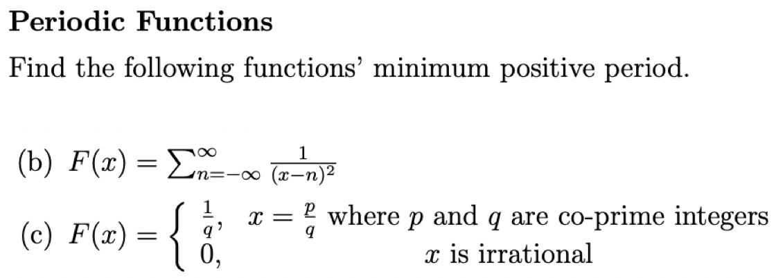 Solved Periodic Functions Find the following functions' | Chegg.com