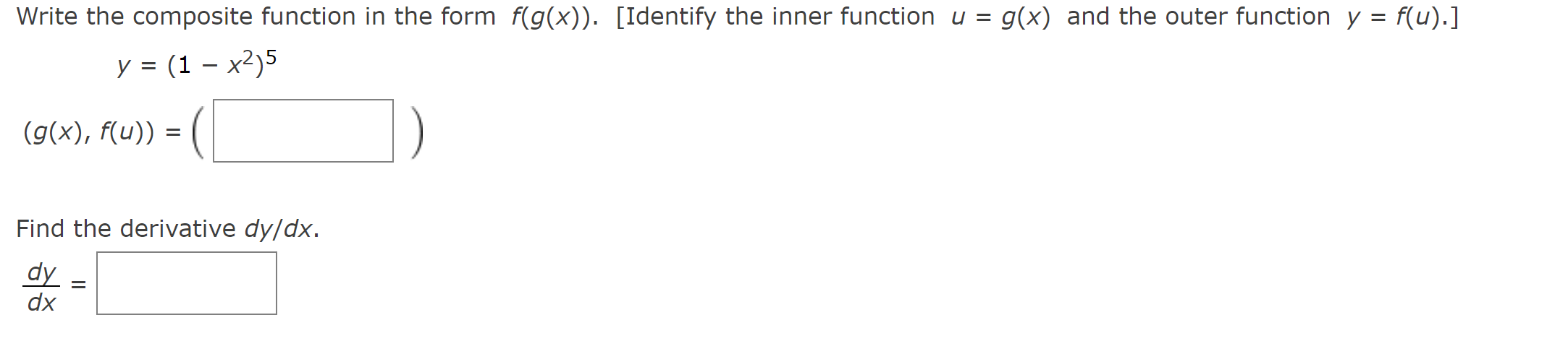 Solved Write the composite function in the form f(g(x)). | Chegg.com