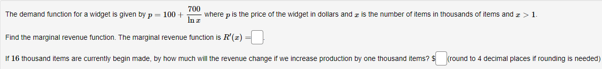 Solved The demand function for a widget is given by | Chegg.com