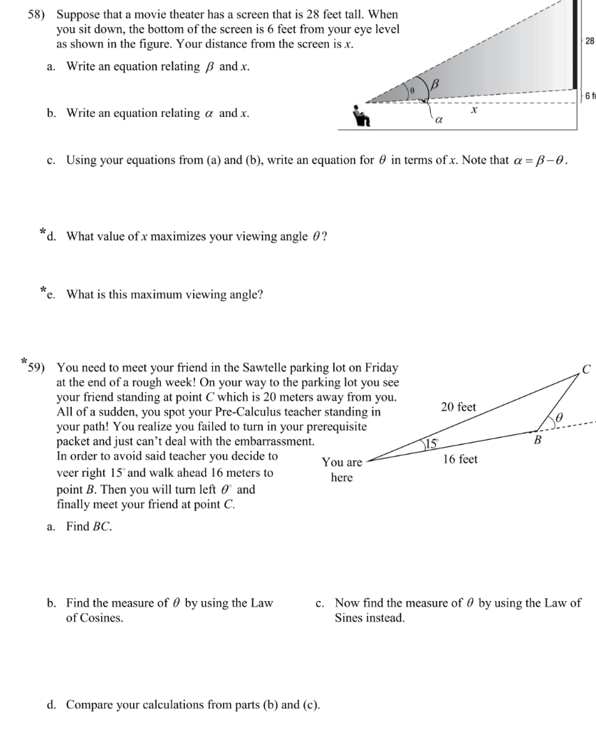 Solved 58) Suppose that a movie theater has a screen that is | Chegg.com