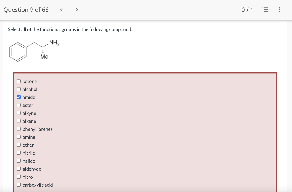 Solved Select all of the functional groups in the following | Chegg.com