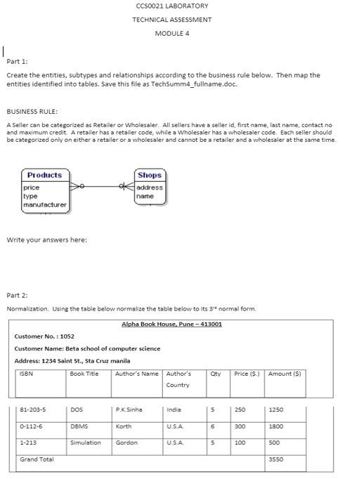 Part 1: Create an ERD based on the business rules | Chegg.com