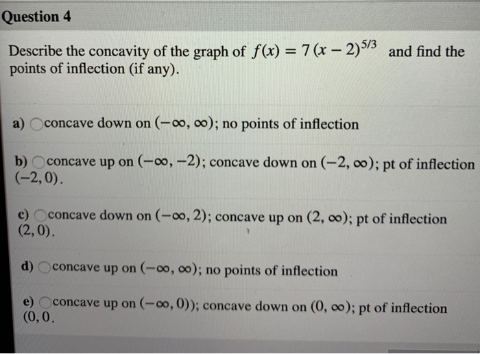 Solved Question 3 and find the points Describe the concavity | Chegg.com