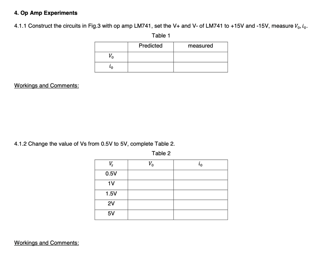 Solved 4 Op Amp Experiments 4 1 1 Construct The Circuits In