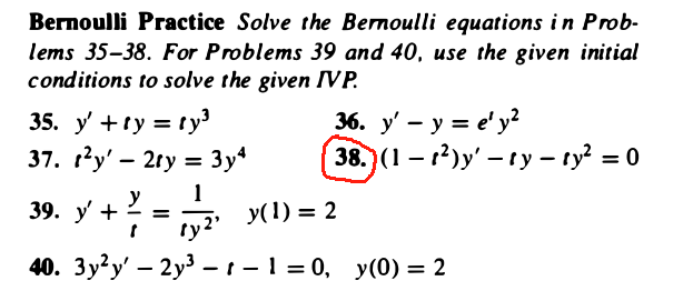 Solved Bernoulli Practice Solve the Bernoulli equations in | Chegg.com
