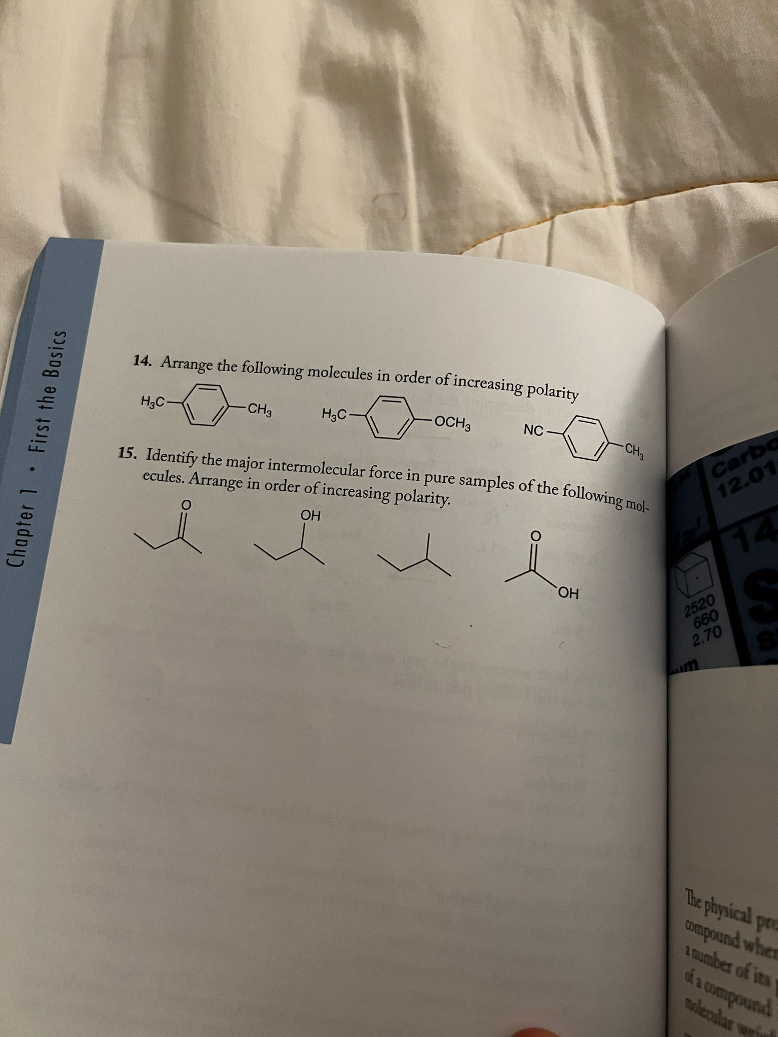 Solved 14. Arrange the following molecules in order of | Chegg.com