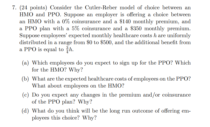 7. (24 points) Consider the Cutler-Reber model of | Chegg.com