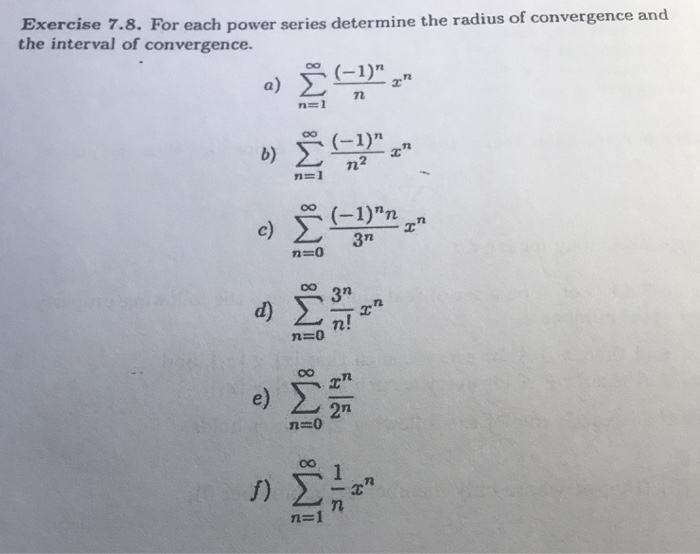 Solved Exercise 7.8. For each power series determine the | Chegg.com