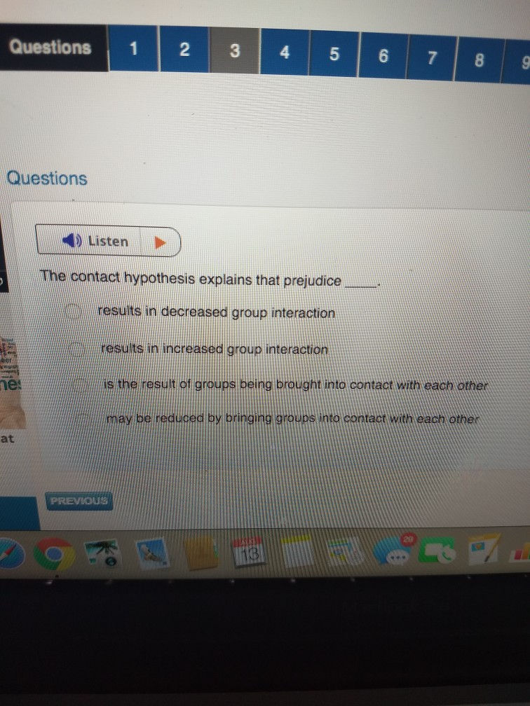 Solved Questions Questions Listen The contact hypothesis | Chegg.com
