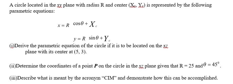 Solved A circle located in the xx plane with radius R and | Chegg.com