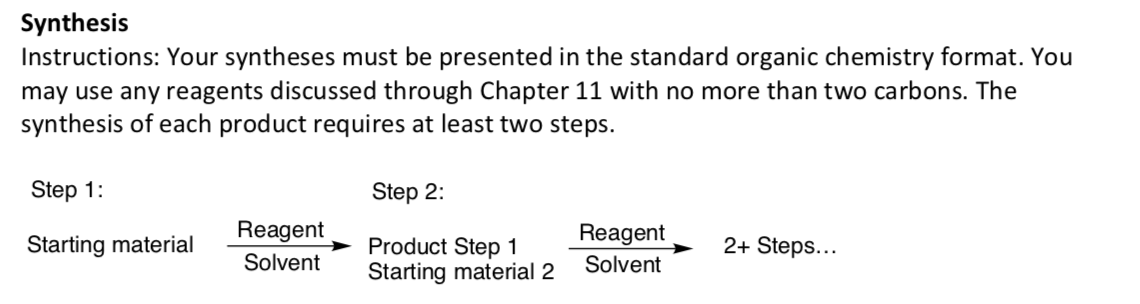 Solved Synthesis Instructions: Your syntheses must be | Chegg.com