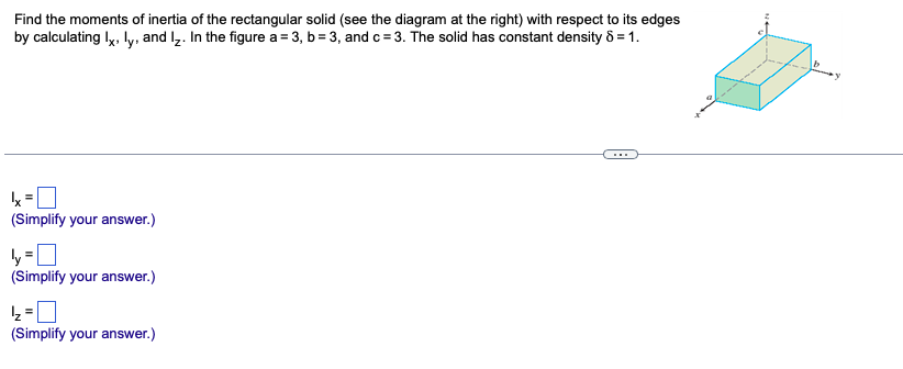 Solved Find the moments of inertia of the rectangular solid | Chegg.com